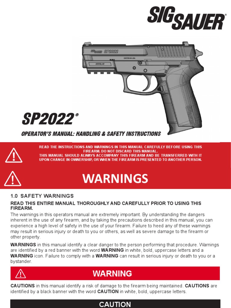 Sig Sauer SP2022 Nitron Carry Pistol Operators Manual | PDF | Cartridge ...