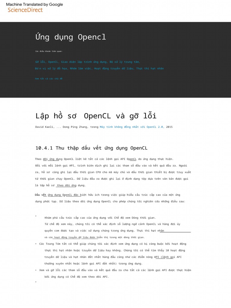 Ứng Dụng Opencl: Lập Hồ Sơ Opencl Và Gỡ Lỗi | PDF