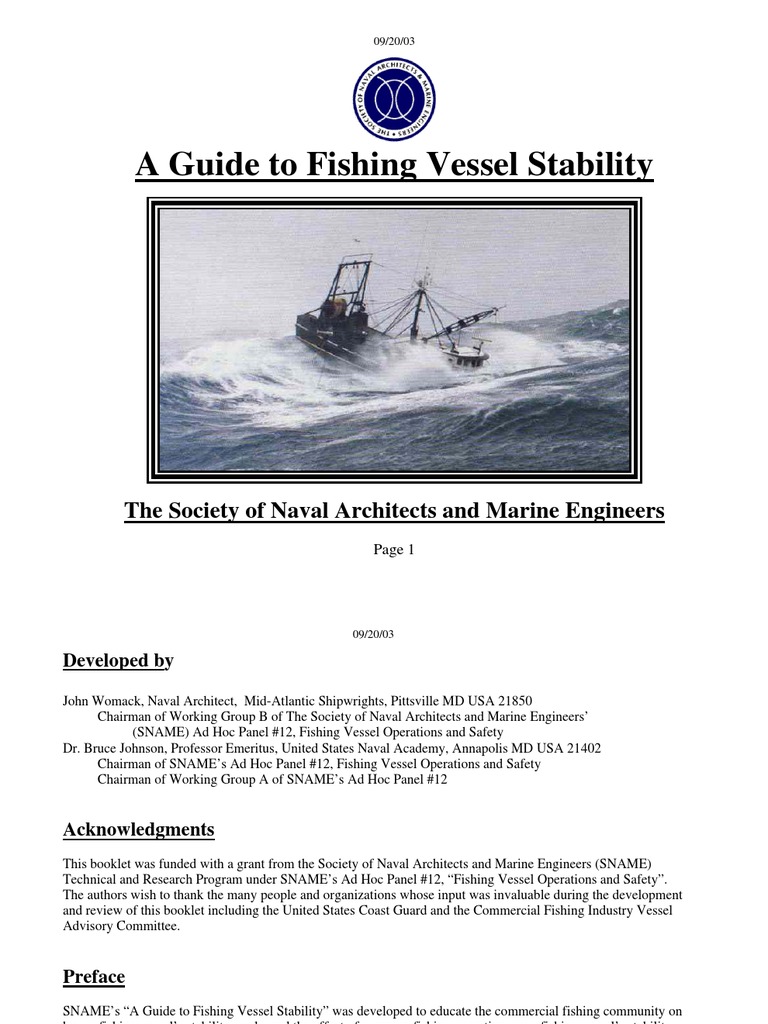 A Guide To Fishing Vessel Stability: The Society of Naval Architects ...