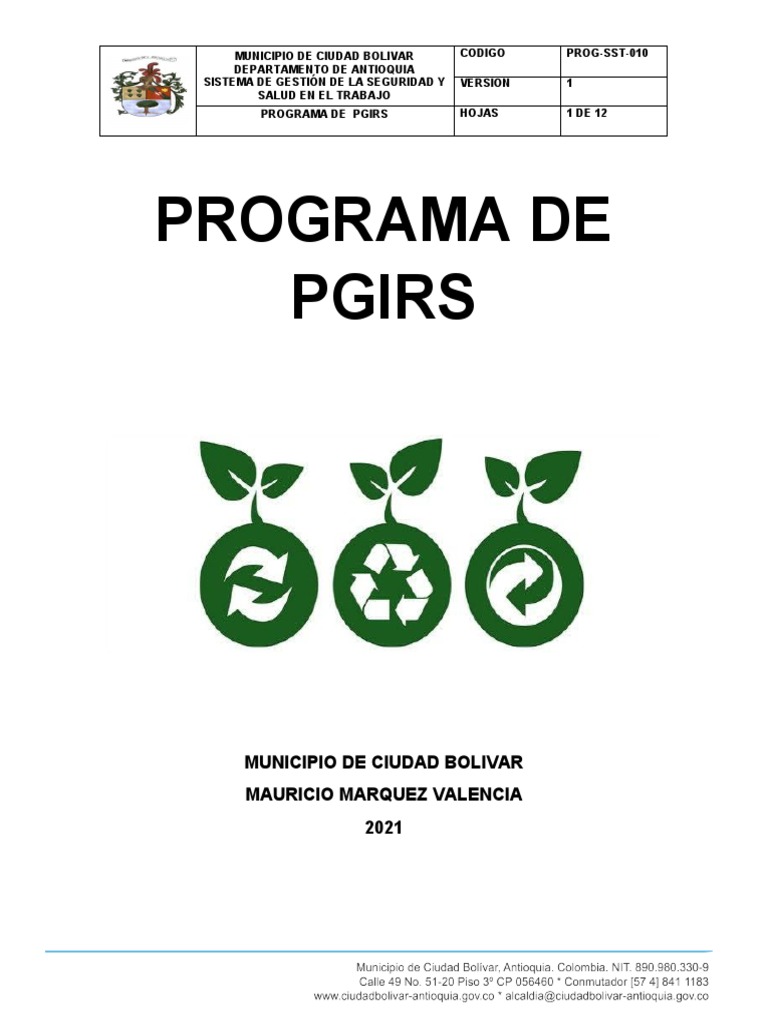 PGIRS | PDF | Residuos | Reciclaje