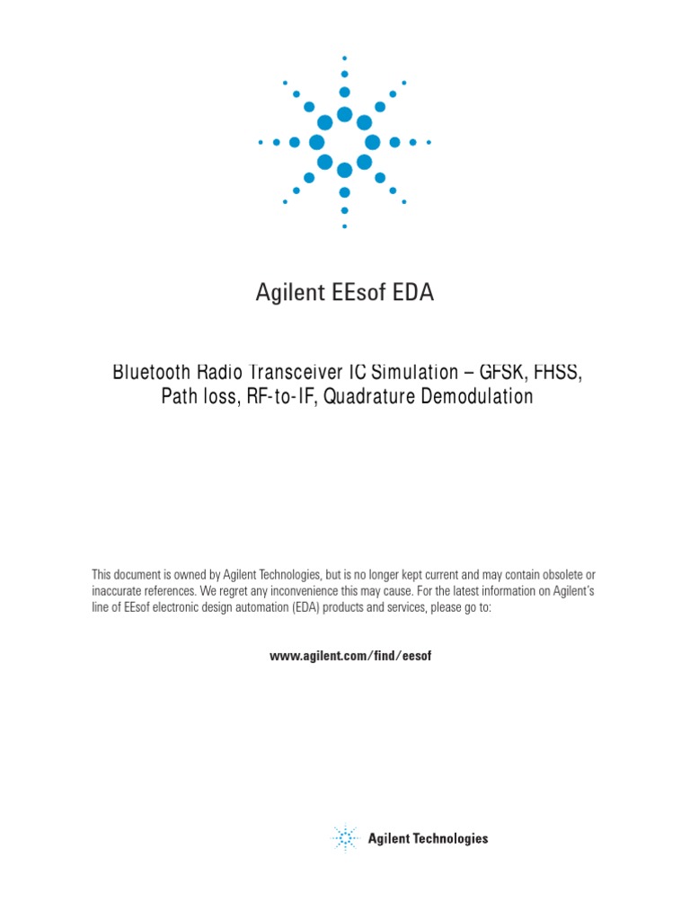 Agilent Eesof Eda: Bluetooth Radio Transceiver Ic Simulation - GFSK ...