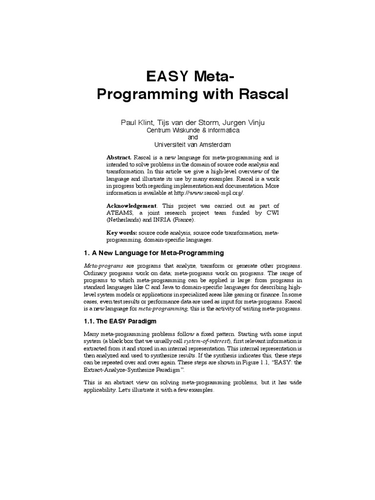 Rascal Lncs Pdf Parameter Computer Programming Parsing 