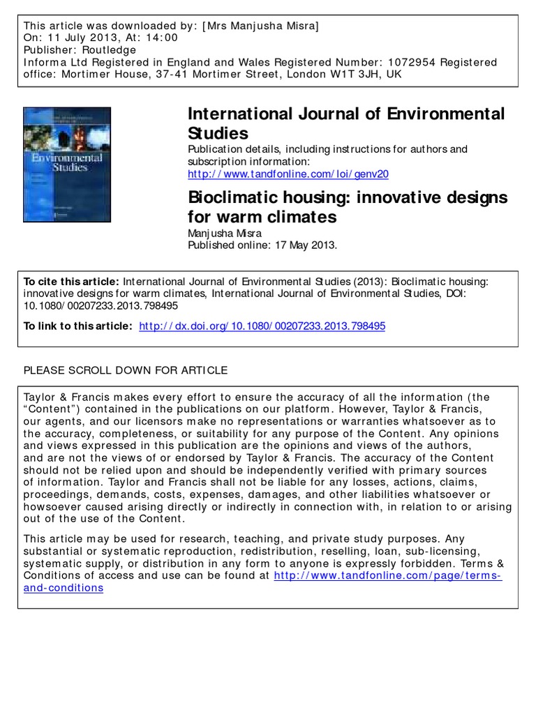 Bioclimatic Housing for Warm Climates | PDF | Green Building ...