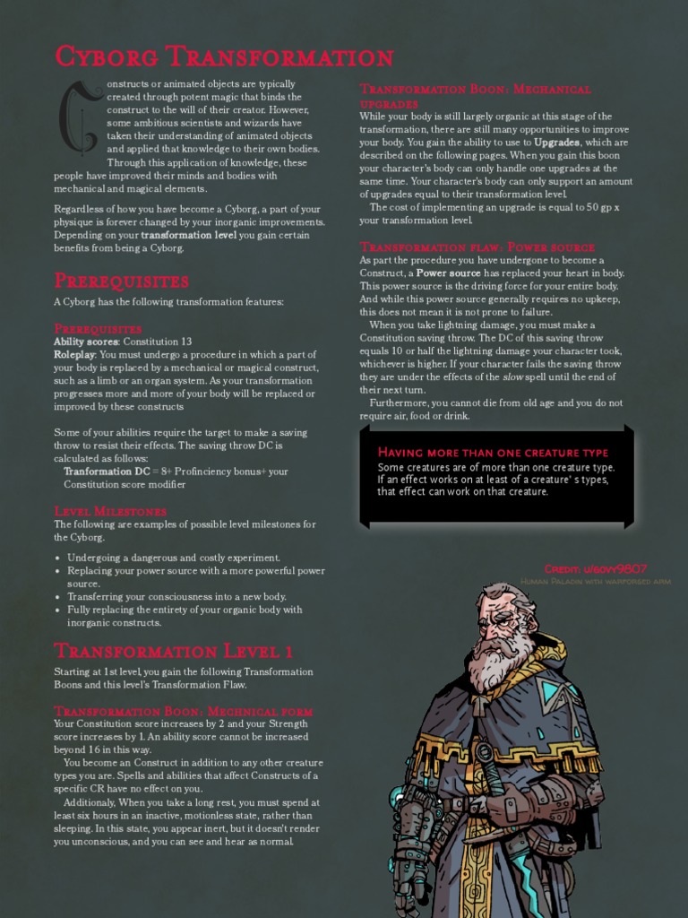 Cyborg Transformation 1.1 - The Homebrewery | PDF