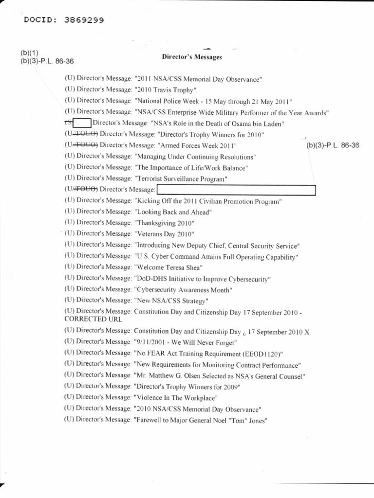 A 3rd Round of DIRNSA Messages | PDF | National Security Agency ...