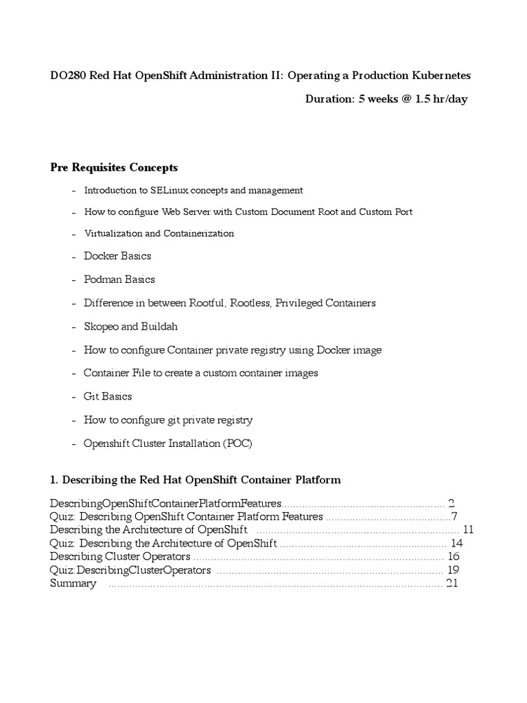 DO280 Course Outline | PDF | Software Development | Computing