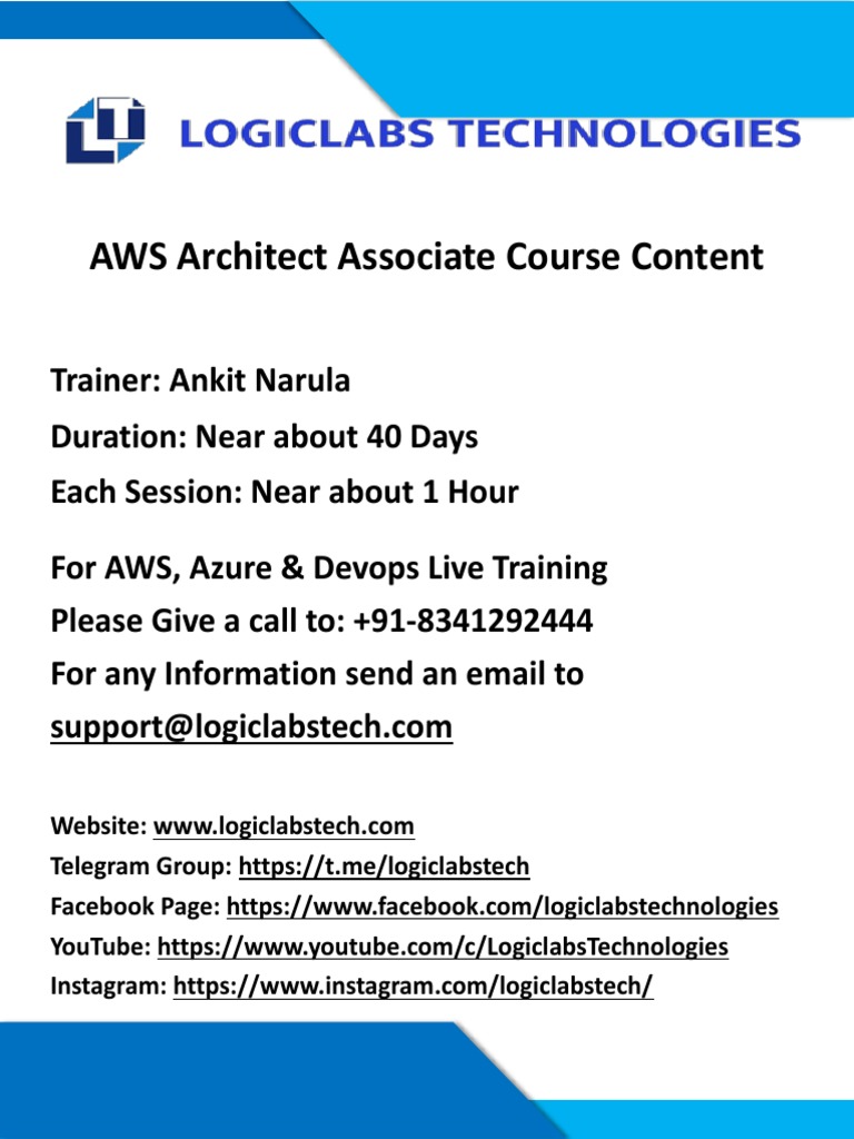 AWS Architect Associate Course Content | PDF | Amazon Web Services ...