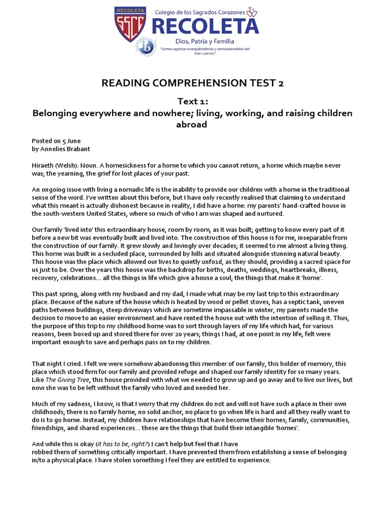 Comprehension Test 2 | PDF | Truth | Thought