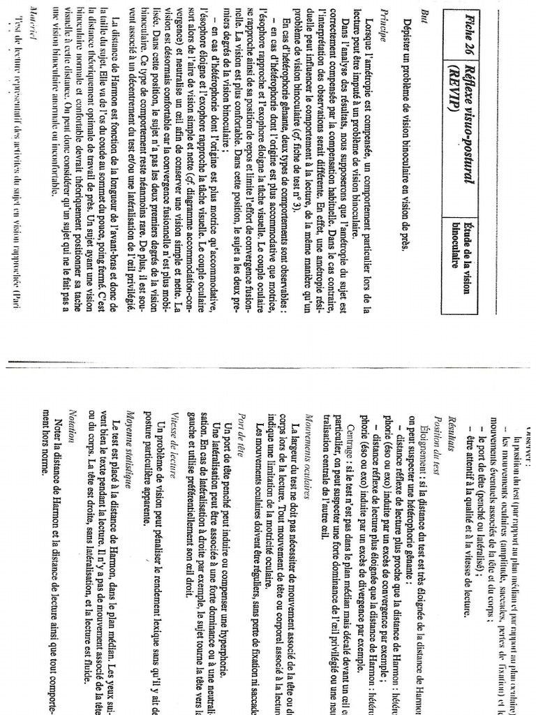 Cours BTS2 Réflexe Visuo-Postural REVIP Par Claroline | PDF