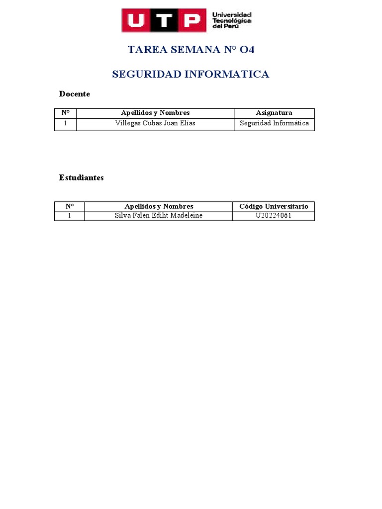 TAREA SEMANA N 4 Acs | PDF | La seguridad informática | Seguridad