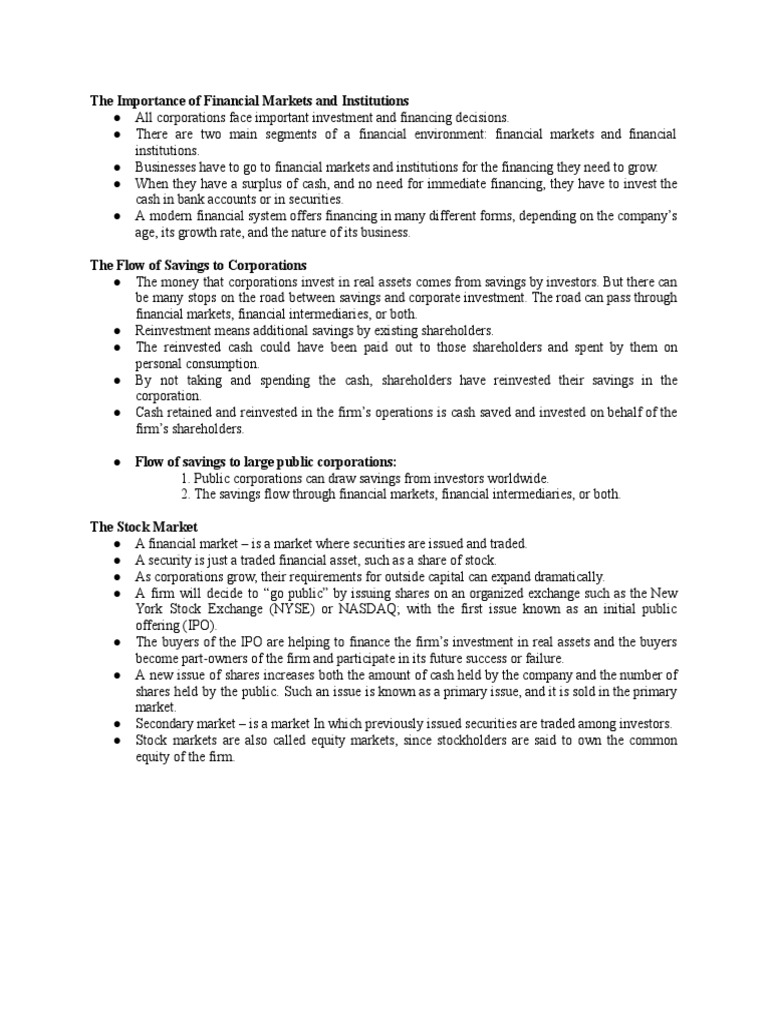 Week 2 Lecture - Financial Markets and Institutions | PDF | Financial ... Week 2 Lecture - Financial Markets and Institutions | PDF | Financial ...