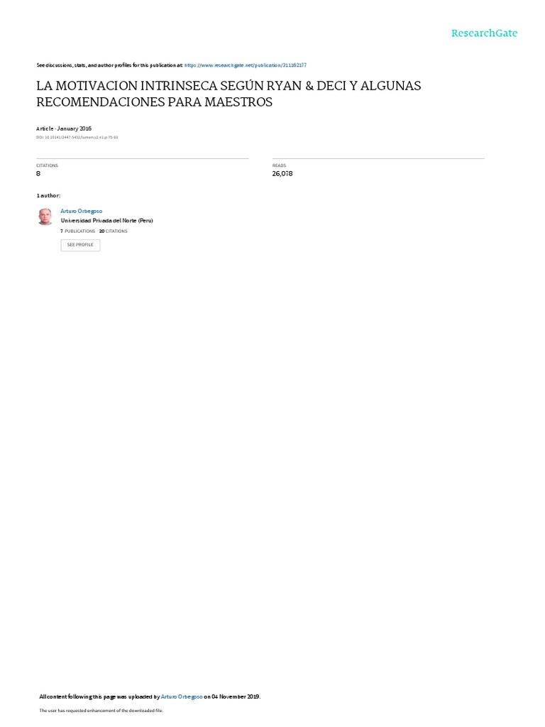 Motivacion Intrinseca | PDF | Motivacional | Motivación