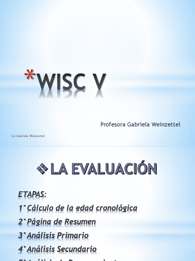 B-Power Point - Wisc V - Página de Resumen | PDF | Memoria | Conocimiento