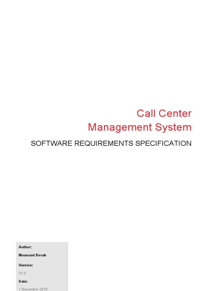 Call Center Management System Software Requirement Specification v0.01 ...