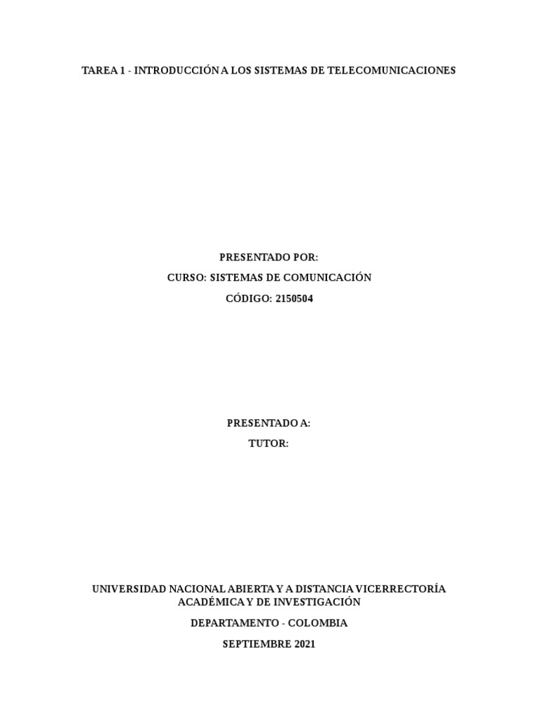 Tarea 1 Introducci N A Los Sistemas de Telecomunicaciones | PDF | Microondas | Radio