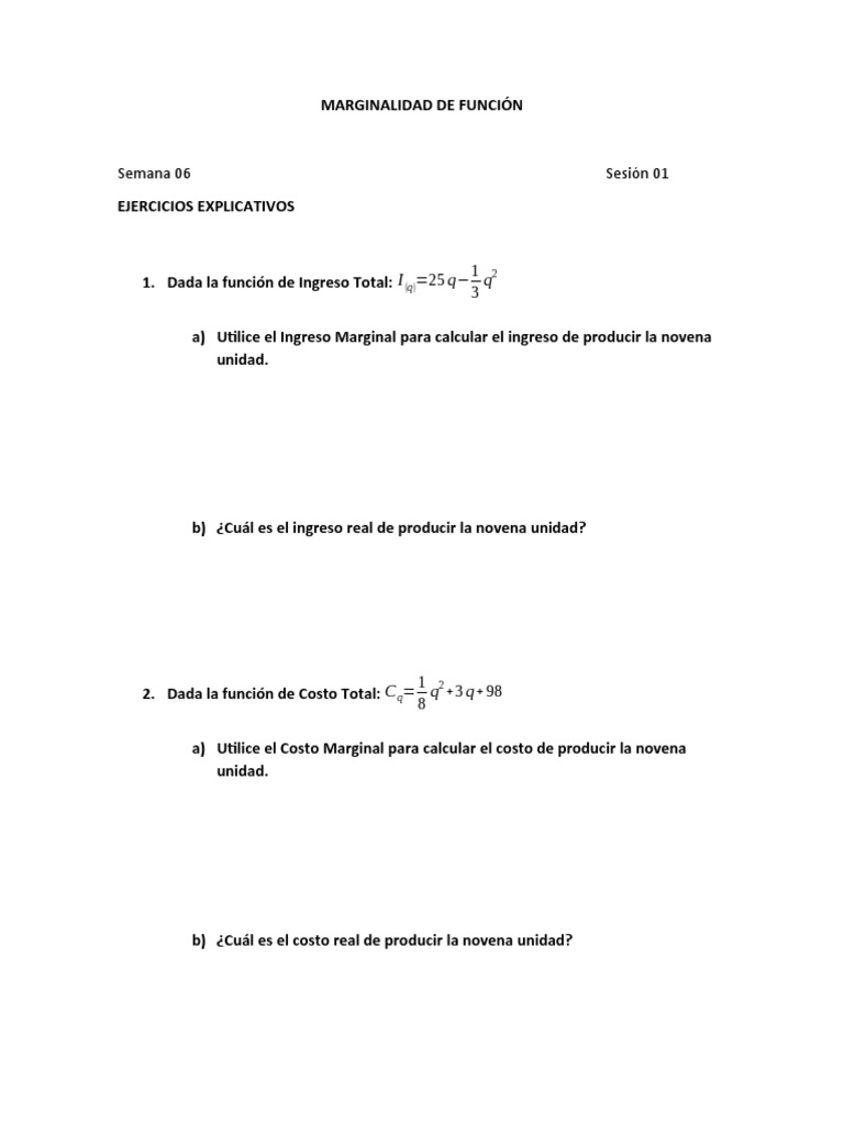 Marginalidad de Funcion | PDF | Costo marginal | Ciencias económicas