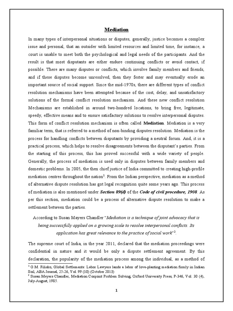 Mediation: Effective Conflict Resolution | PDF | Mediation | Conflict Resolution