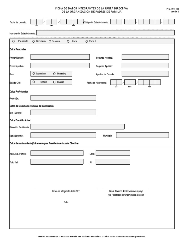 Pra-For-108 Ficha Miembros Opf | PDF