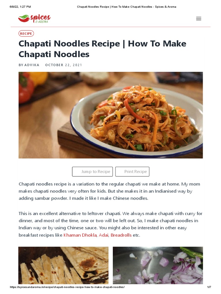 Chapati Noodles Recipe Guide | PDF | Scallion | Chili Pepper