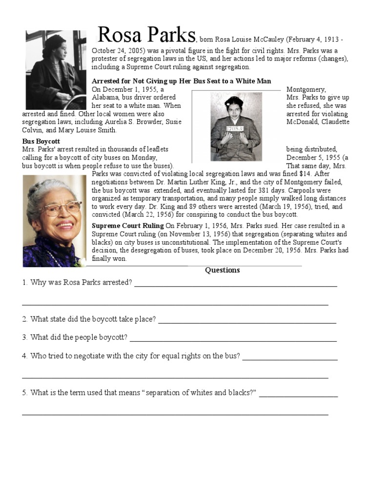Rosa Parks and School Desegregation | PDF | Civil Rights And Liberties ...