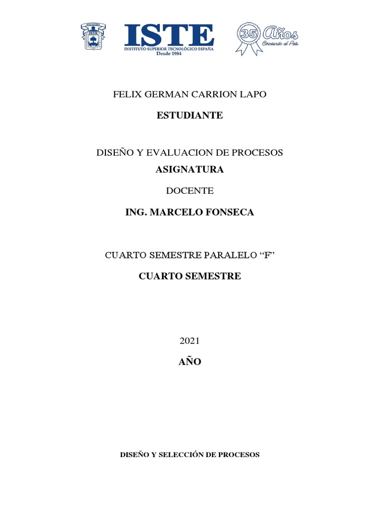 Diseño y Selección de Procesos Eficientes | PDF