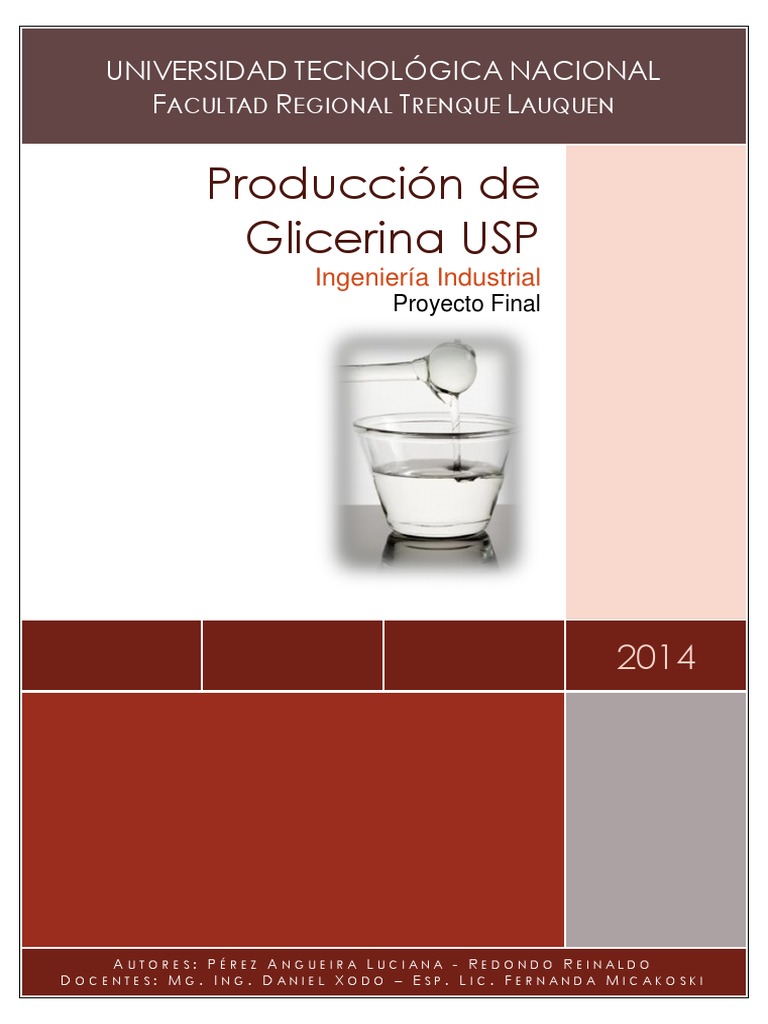 Proyecto Final (Glicerina USP) | PDF | Industria química | America latina