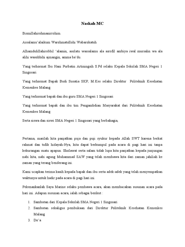 Contoh Naskah MC | PDF