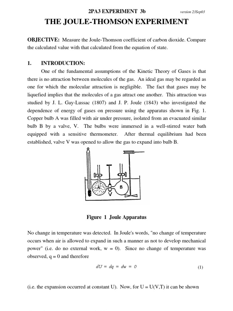 Joule Thomson Expansion | PDF | Enthalpy | Gases