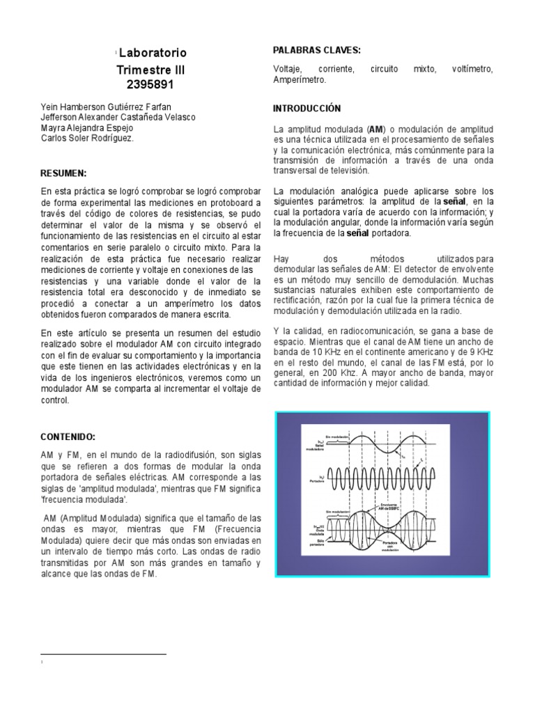 Informe IEEE Practica Modulación AM y FM | PDF | Estoy transmitiendo | Modulación de frecuencia