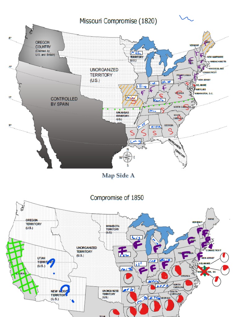 Unit 4 Compromise of 1850 Map Activity | PDF