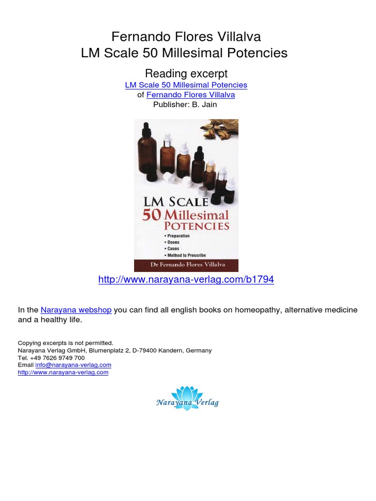 LM Scale 50 Millesimal Potencies Fernando Flores Villalva.01794 2doses | PDF | Homeopathy | Medicine