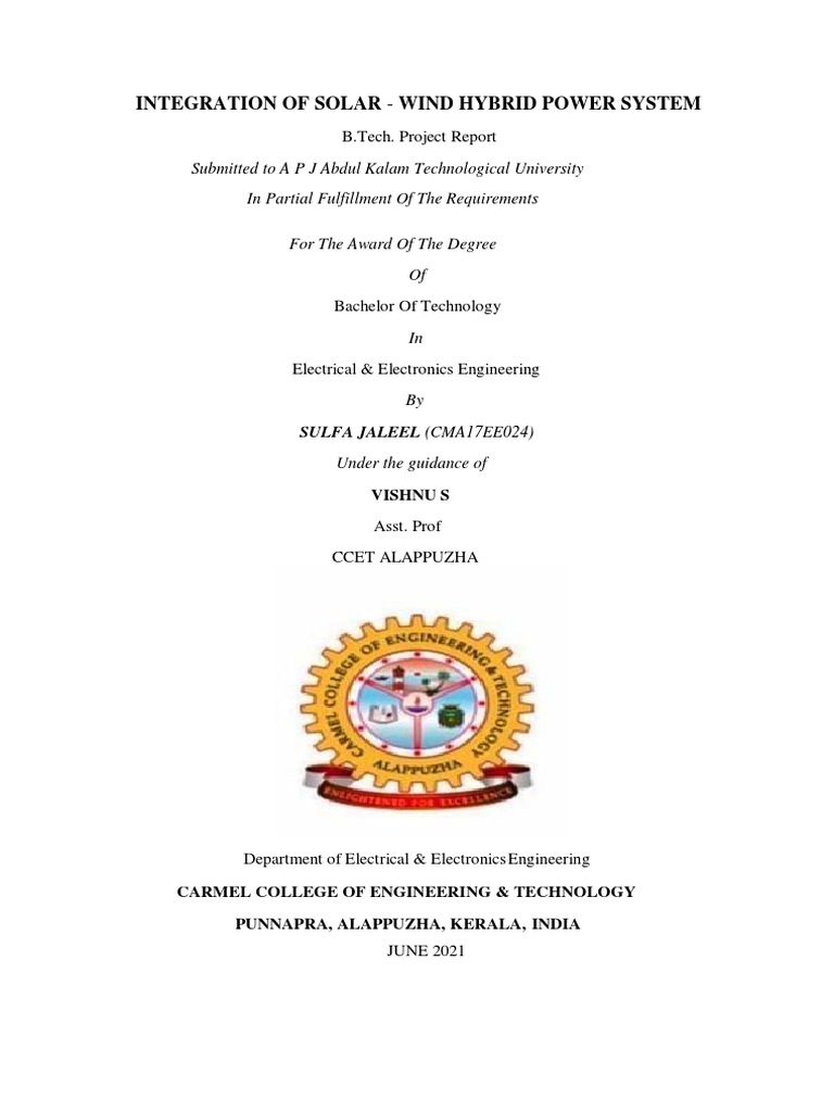 Integration of Solar Wind Hybrid Power System | PDF | Wind Power | Wind ...