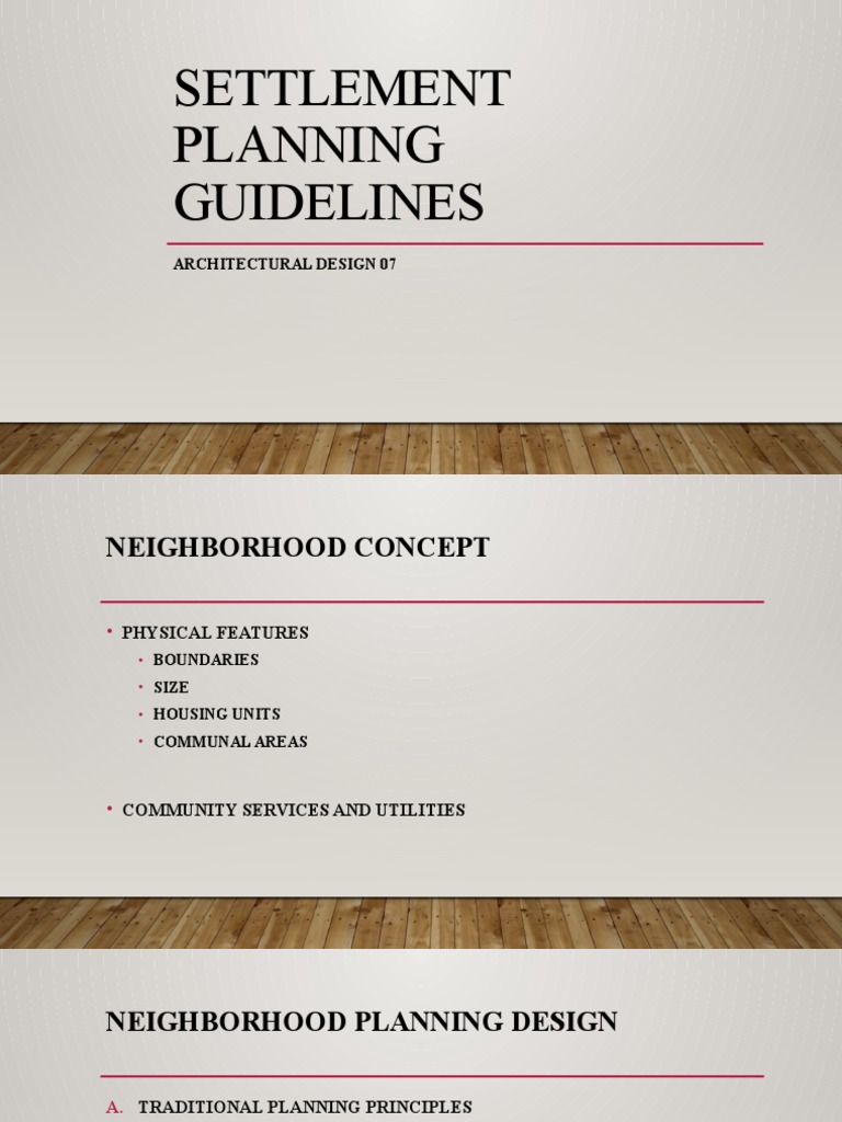 Settlement Planning Guidelines | PDF