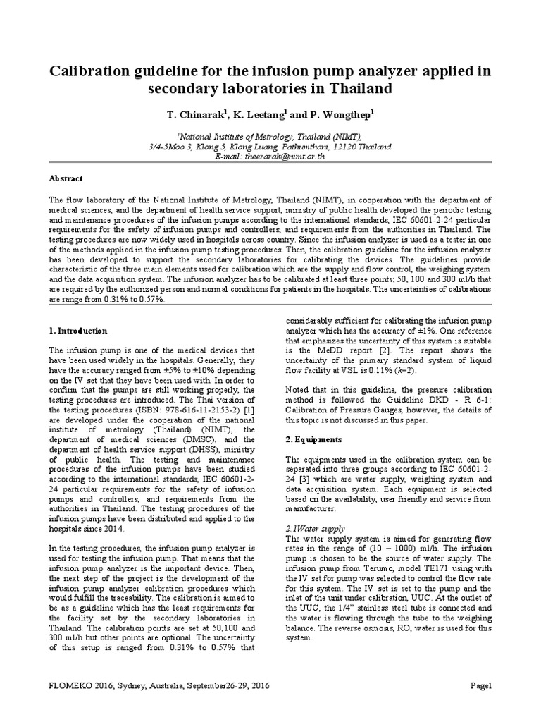 Calibration Guideline For The Infusion Pump Analyzer | PDF ...