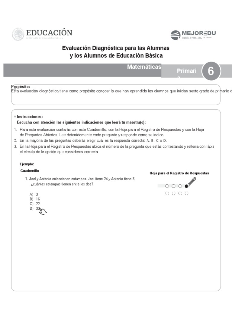 6 To Grado Evaluación Diagnóstica Matemáticas | PDF | Caloría | Carbohidratos