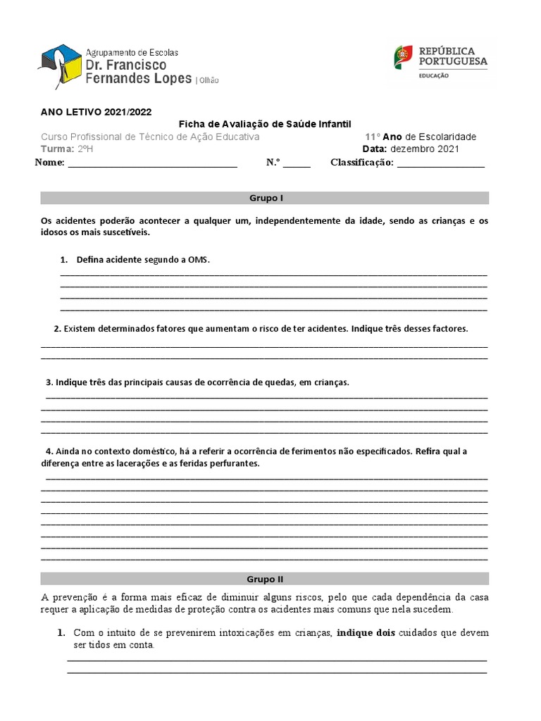 UFCD 9636 - Segurança e Prevenção de Acidentes Com Crianças e Jovens ...