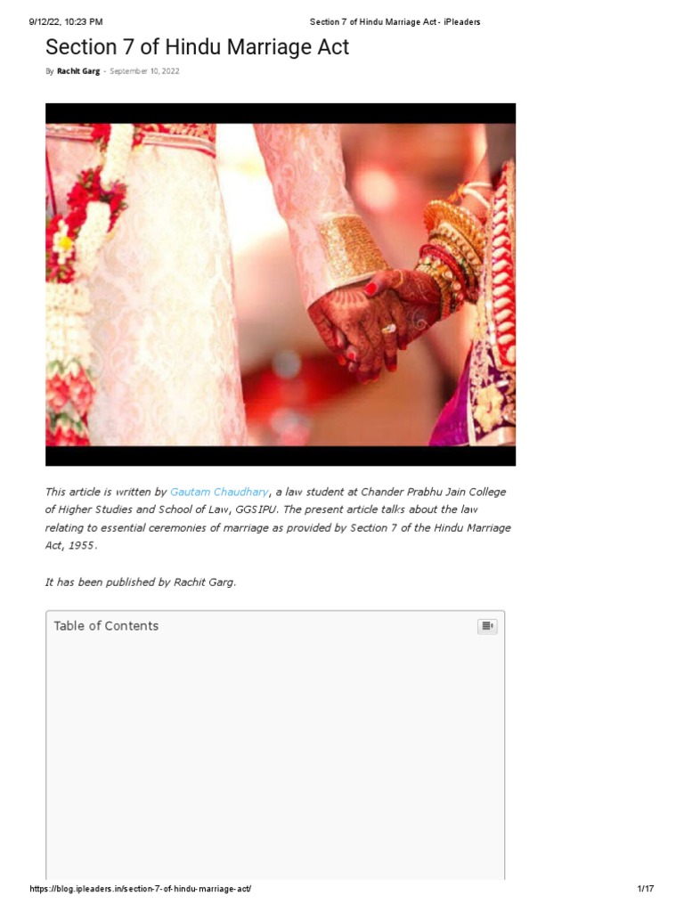 Section 7 of Hindu Marriage Act - IPleaders | PDF | Marriage, Unions And Partnerships | Social ...