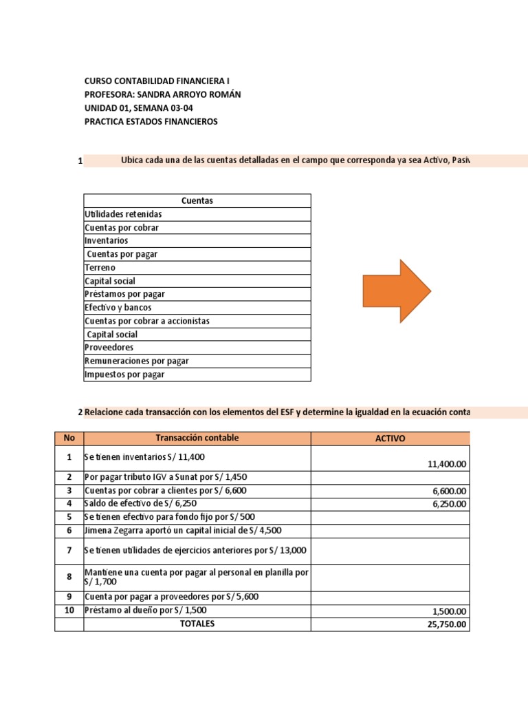 Ejercicio 01 Eeff s4 - Clase | PDF | Contabilidad | Hoja de balance