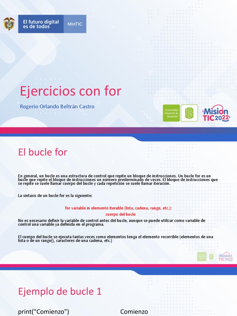 Bucle For | PDF | Python (lenguaje de programación) | Flujo de control Bucle For | PDF | Python (lenguaje de programación) | Flujo de control