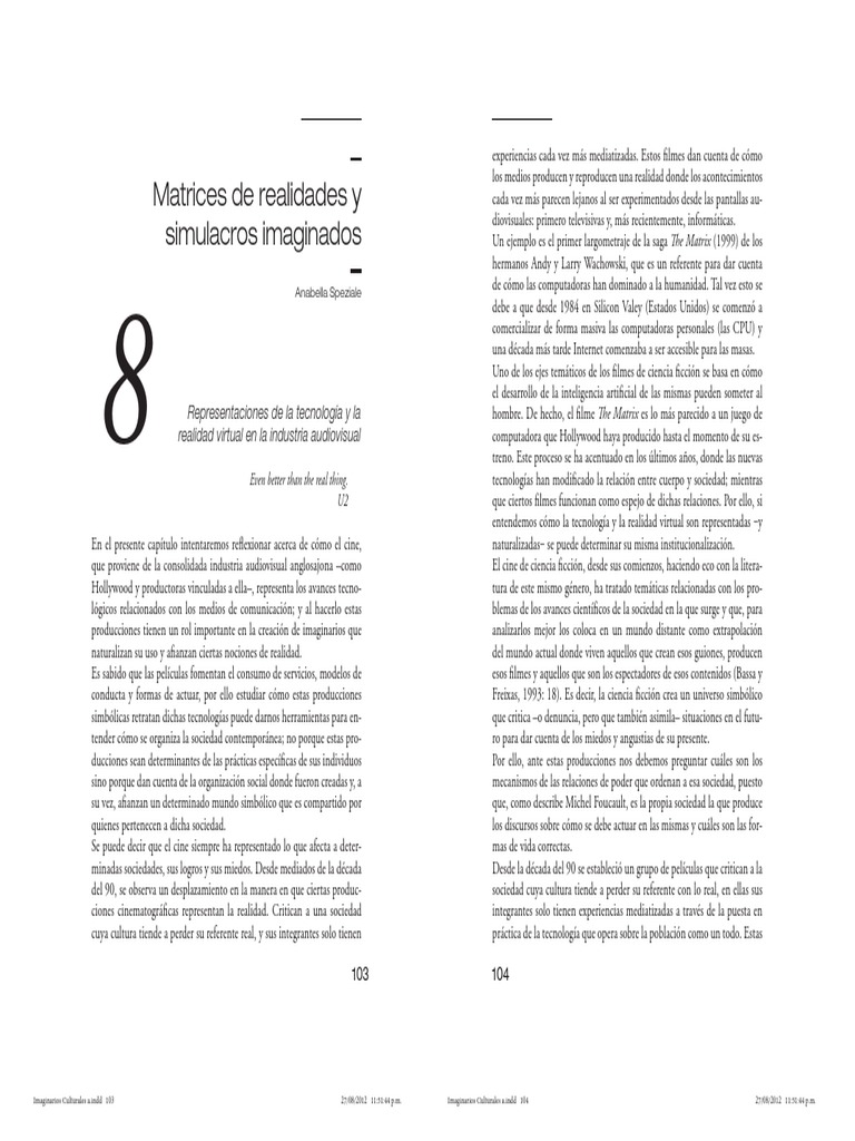 Speziale - Cap - 8 - Matrices de Realidades y Simulacros Imaginados ...