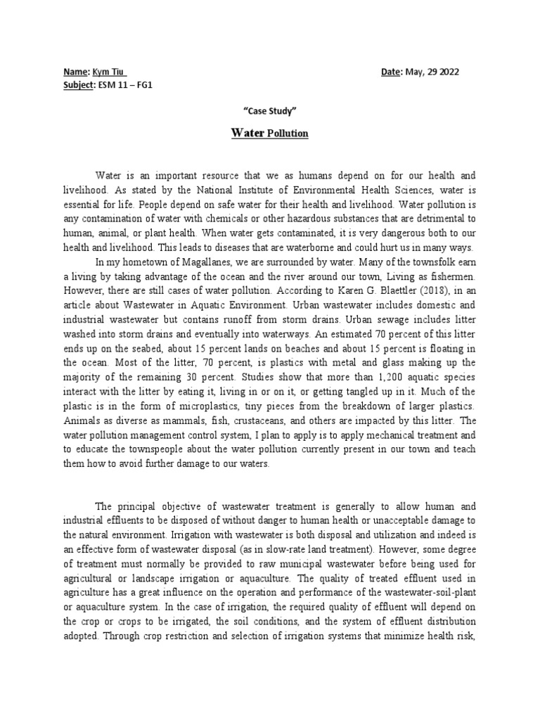 ESM11 - Case Study | PDF | Water Pollution | Sewage Treatment