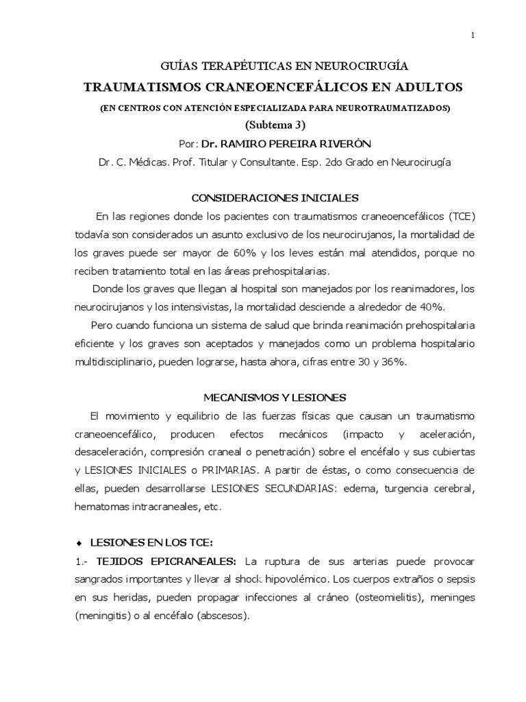 Guia Tce (3) Adultos | PDF | Lesión cerebral traumática | Lesión