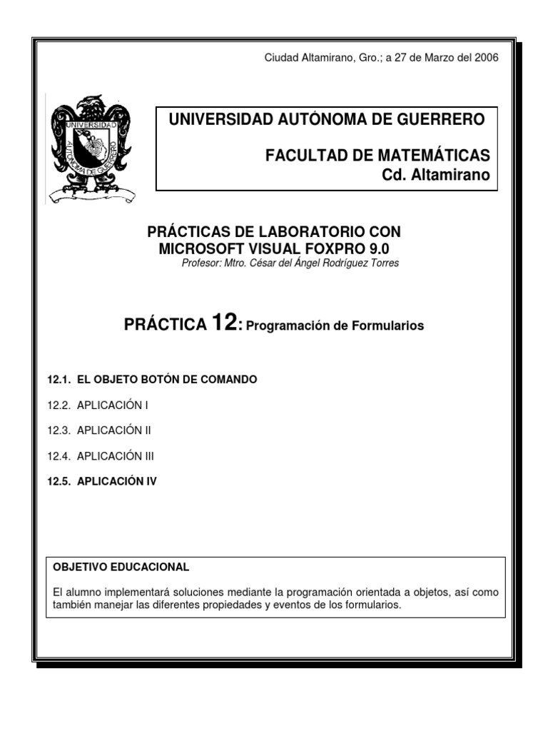 PRÁCTICA 12 - Programación de Formularios | Descargar gratis PDF | Software de la aplicacion ...