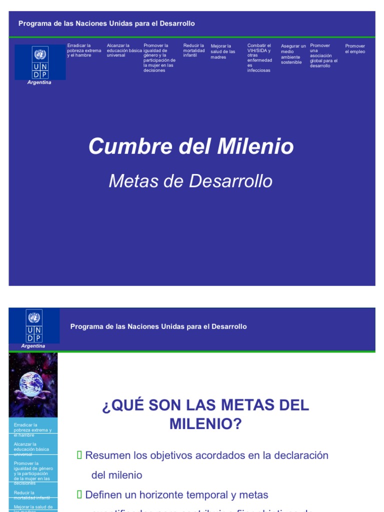 Metas Del Milenio | PDF | Naciones Unidas | Relaciones Internacionales
