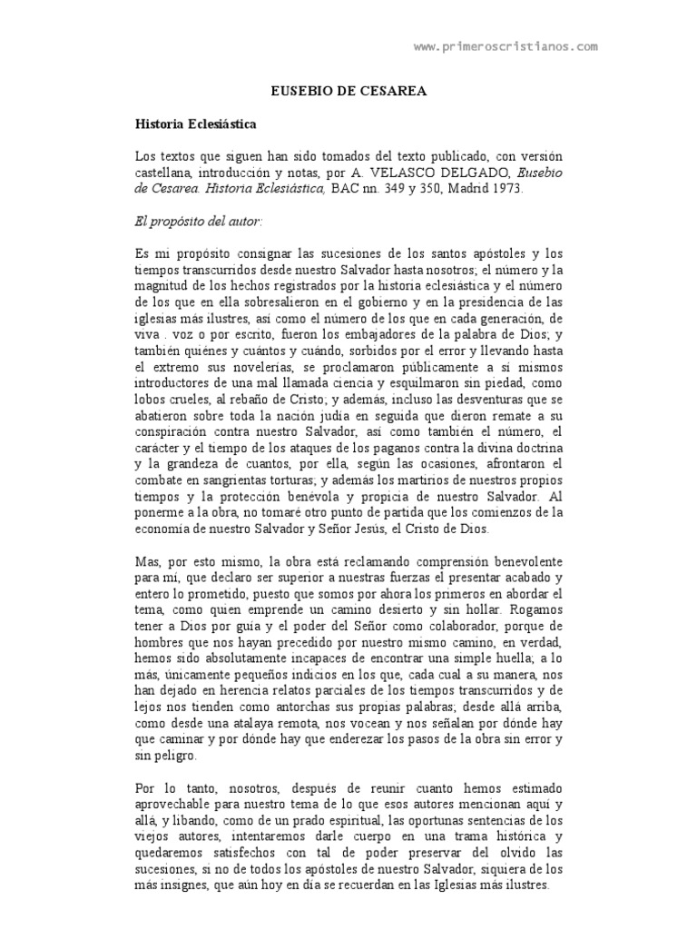 Eusebio Cesarea Historia Eclesiastica | PDF | Historia