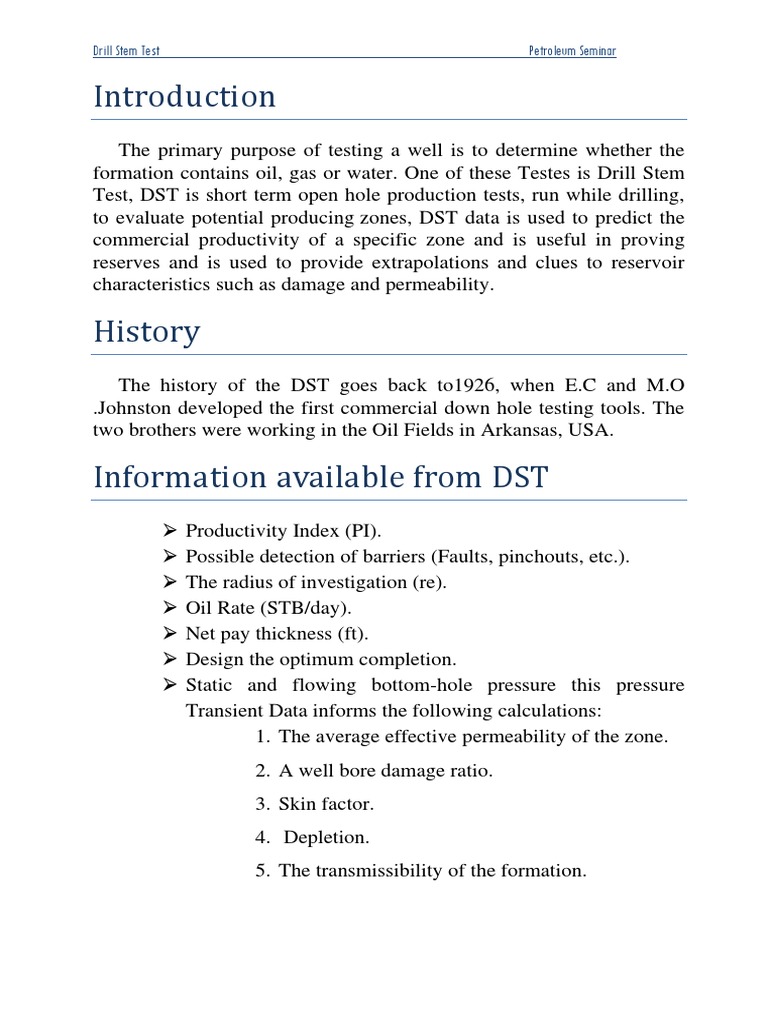 Drill Stem Test | PDF | Chemical Engineering | Applied And ...