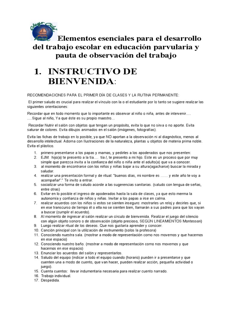 Pauta de Observacion Trabajo en Aula Parvulos | PDF
