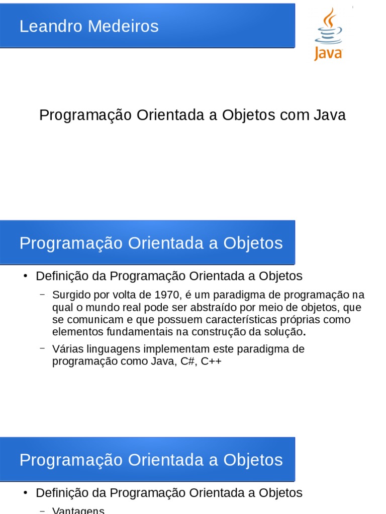 Programação Orientada A Objetos Leandro Pdf Programação Orientada