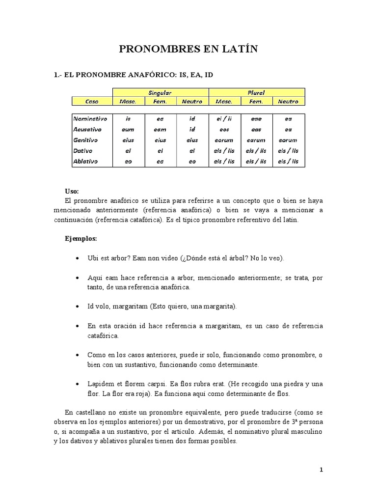 Pronombres en Latín | PDF