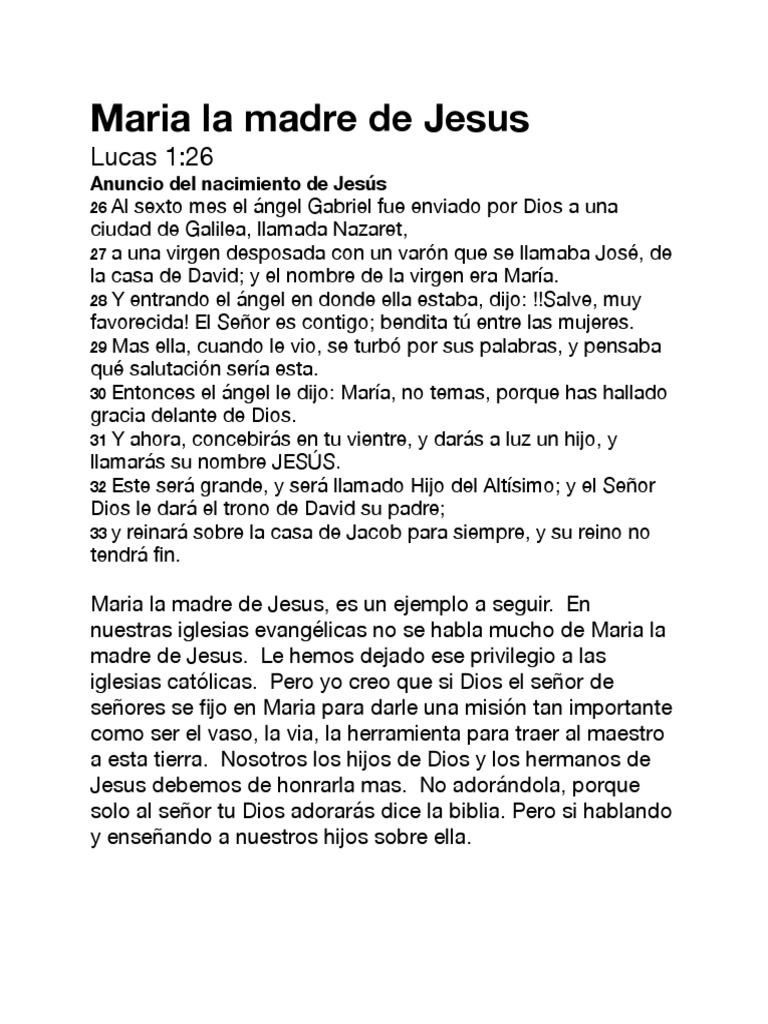 La importancia de María, madre de Jesús | PDF | María, madre de Jesús ...